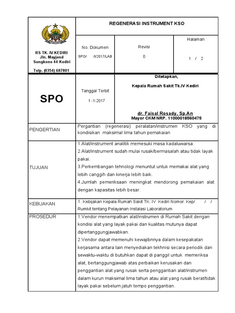 Spo 2 Regenerasi Instrumen Kso | PDF