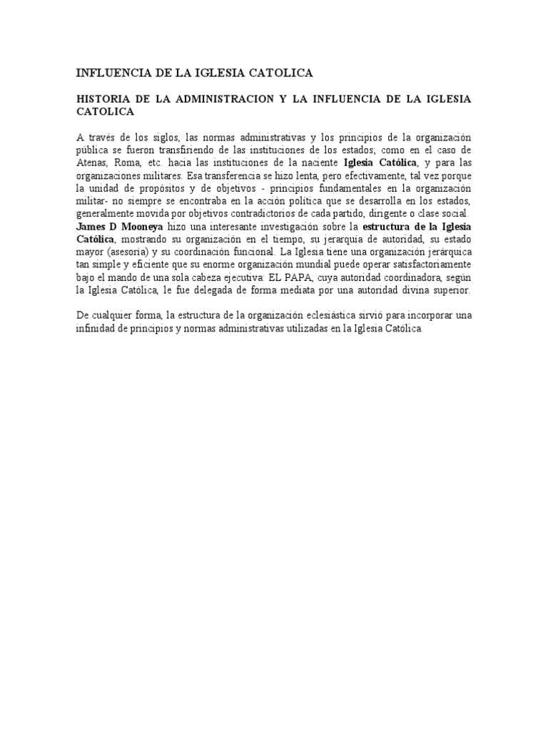 Influencia de La Iglesia Catolica | PDF