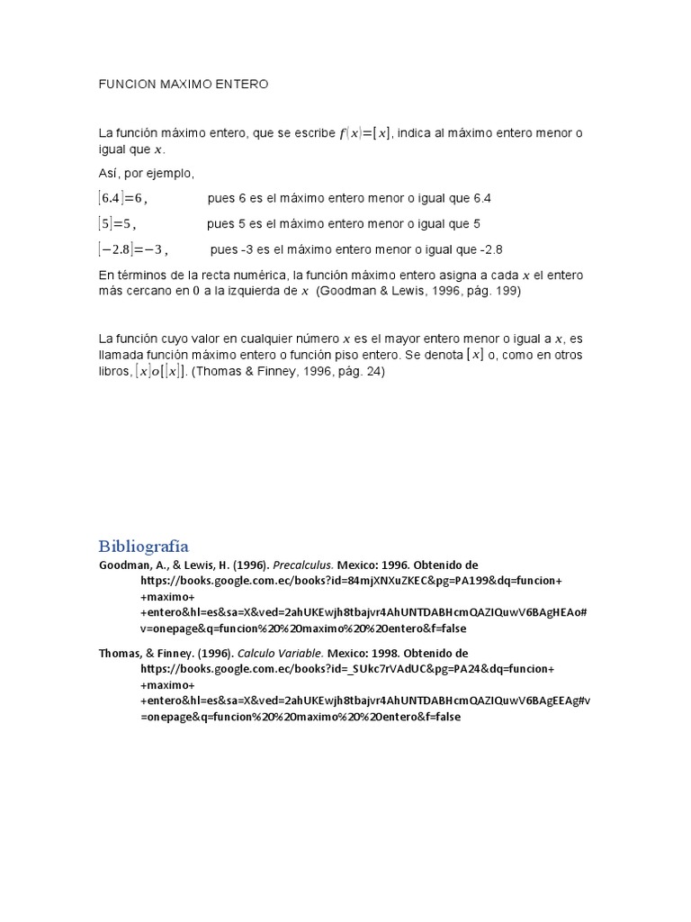 Funcion Maximo Entero | PDF
