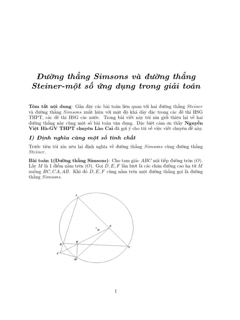 Đường thẳng Simsons và đường thẳng Steiner ứng dụng trong giải toán ...