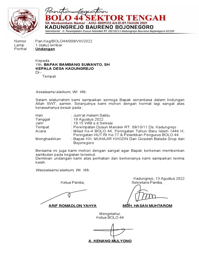 Undangan Kepala Desa Dan DPR | PDF