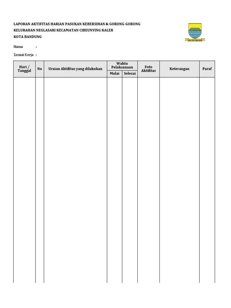Template Laporan Kegiatan Harian Non-PNS | PDF