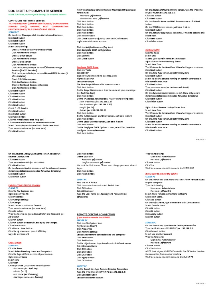 Coc 3: Set-Up Computer Server | PDF | Domain Name System | Group Policy