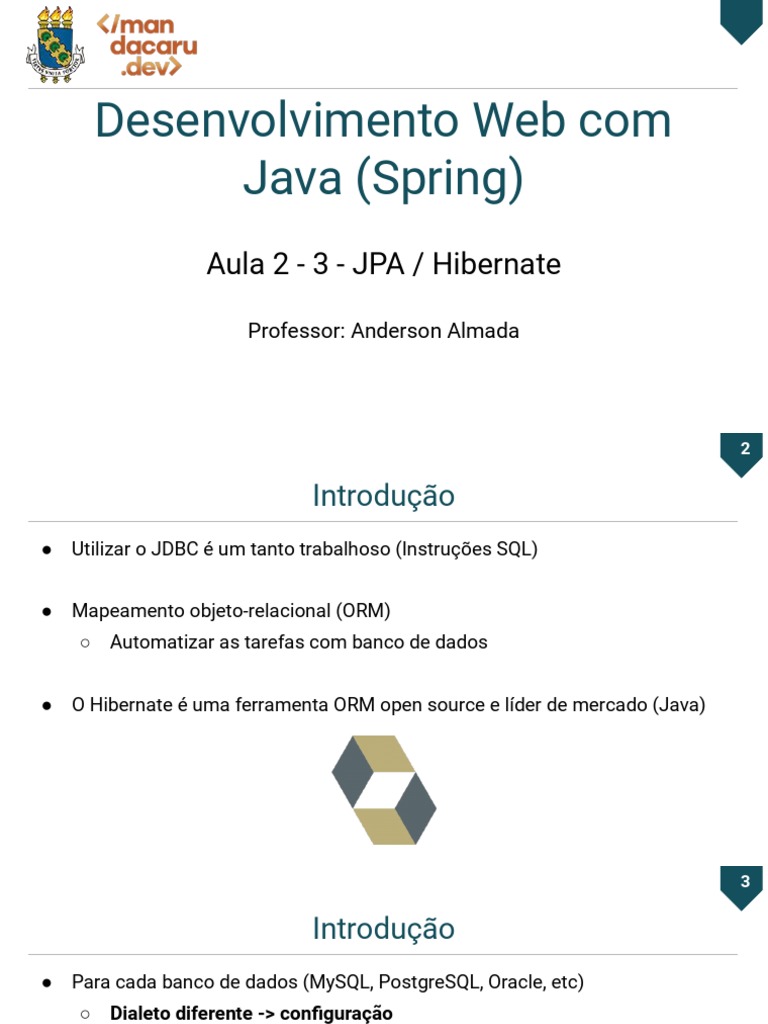 Aula 2 - 3 - JPA - Hibernate | PDF | SQL | Dados de computador