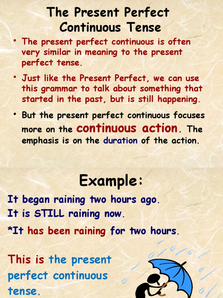 Present Perfect Continuous | PDF | Perfect (Grammar) | Linguistic Typology