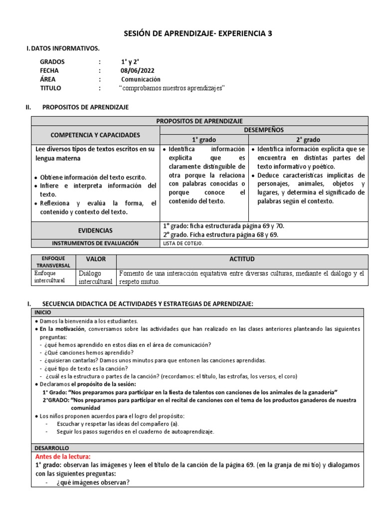 14° Comprobamos Nuestros Aprendizajes COMU | PDF | Aprendizaje | Evaluación