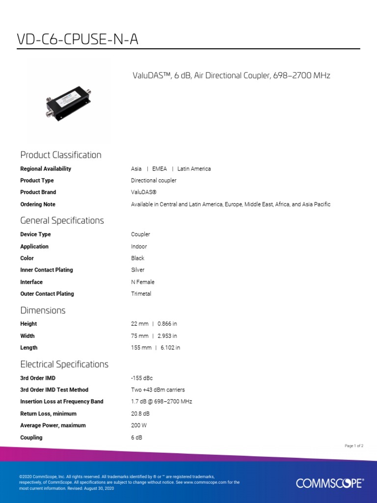 VD-C6-CPUSE-N-A Product Specification | PDF | Decibel | Electrical ...