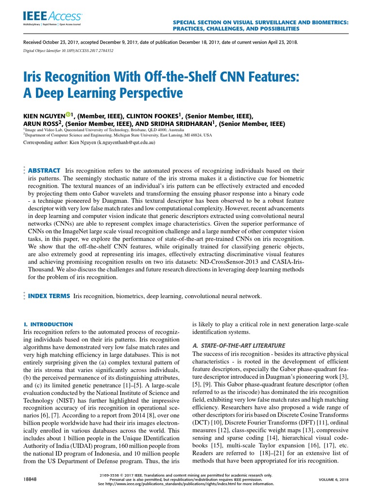 Iris Recognition Using Deep Learning CNNs | PDF | Deep Learning ...