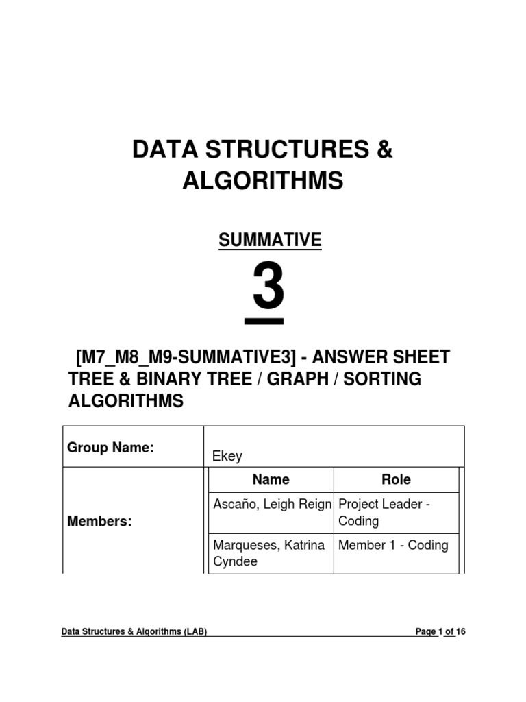 Data Structures & Algorithms: Summative | PDF | Mathematical Relations | Theoretical Computer ...