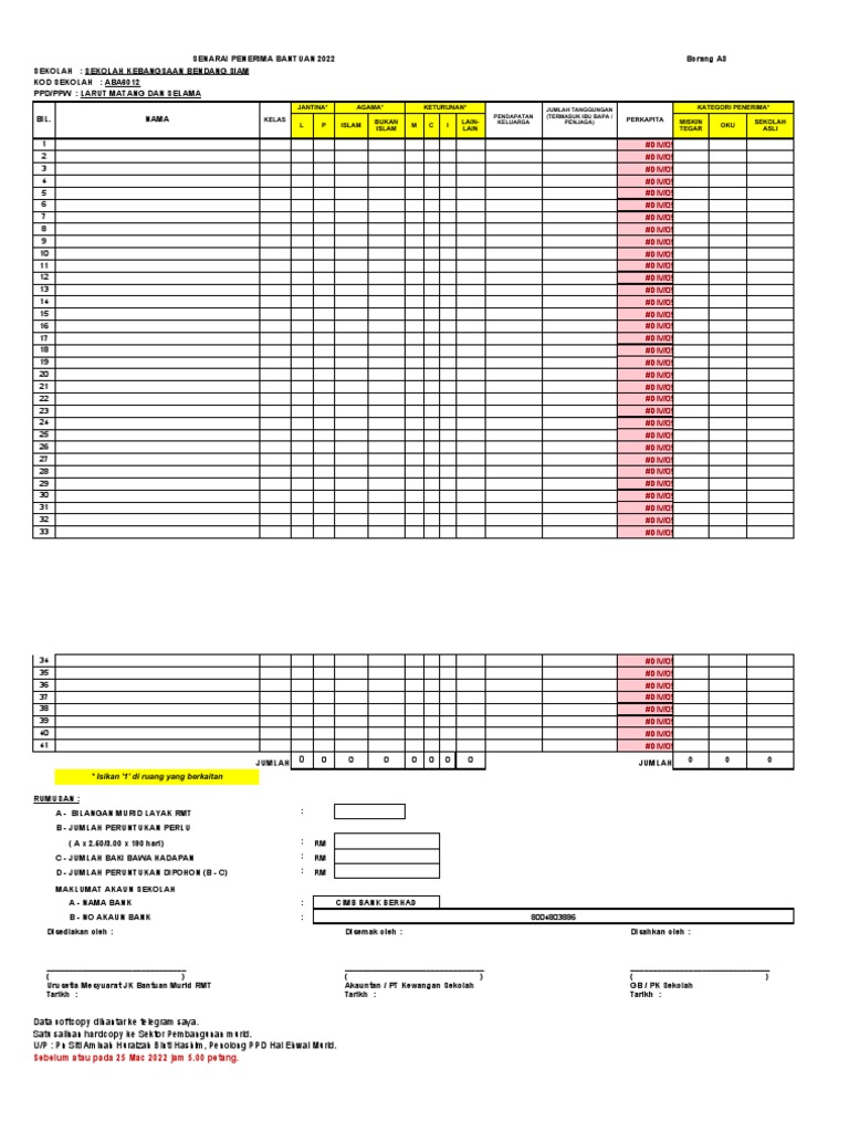 Borang A3 RMT Kosong 2022 | PDF