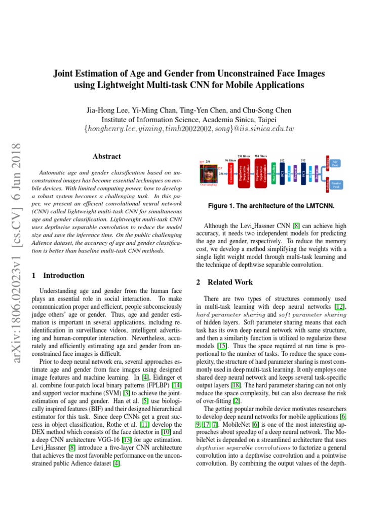 Joint Estimation of Age and Gender From Unconstrained Face Images Using Lightweight Multi-Task ...