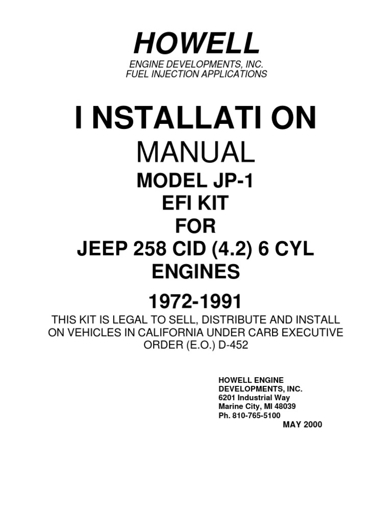 I Nstallati On: Howell | PDF | Fuel Injection | Throttle