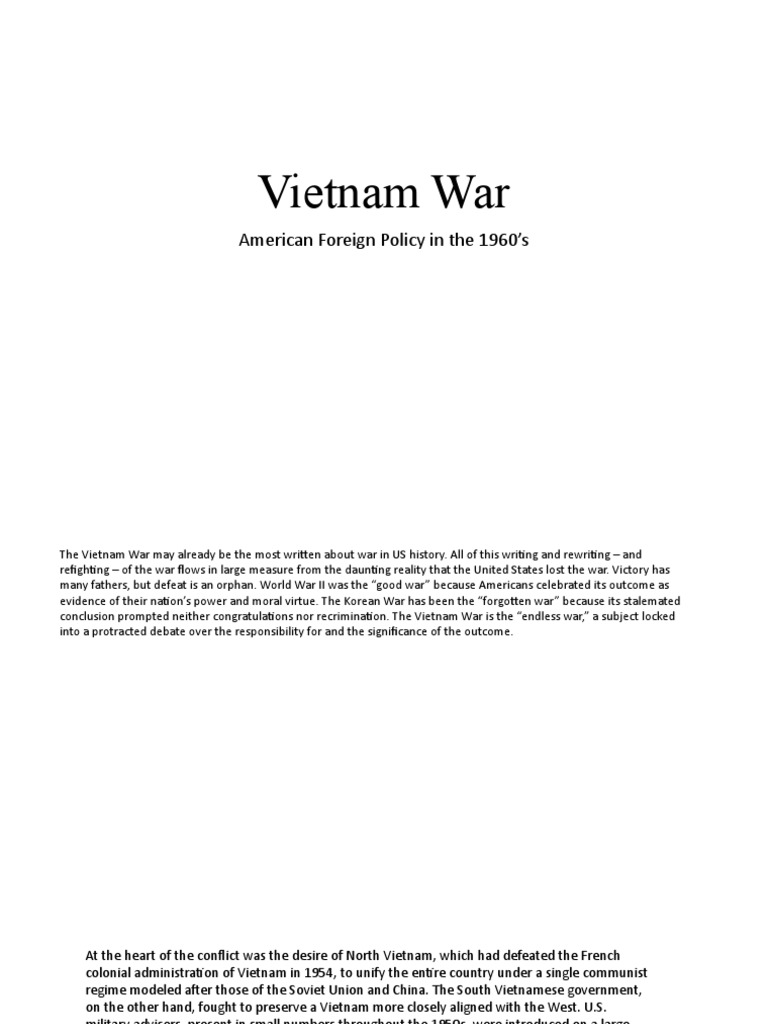 Vietnam War: American Foreign Policy in The 1960's | PDF | Vietnam War ...