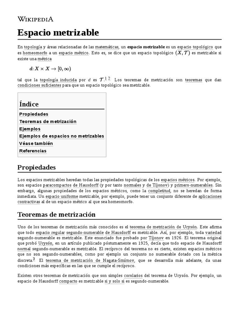 Espacio Metrizable | PDF | Espacio métrico | Estructuras matemáticas
