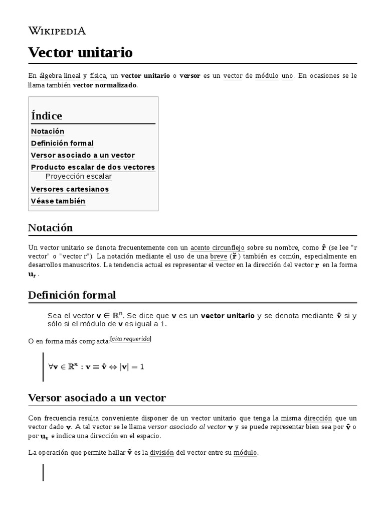 Vector Unitario | PDF | Vector Euclidiano | Análisis matemático