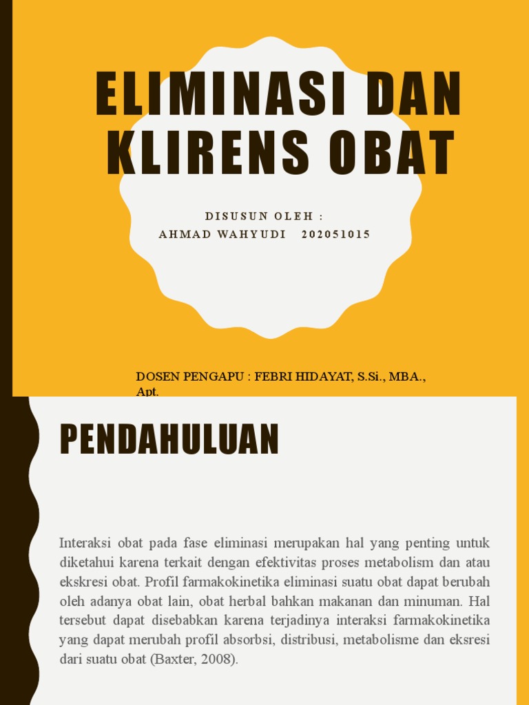 Eliminasi Dan Klirens Obat | PDF
