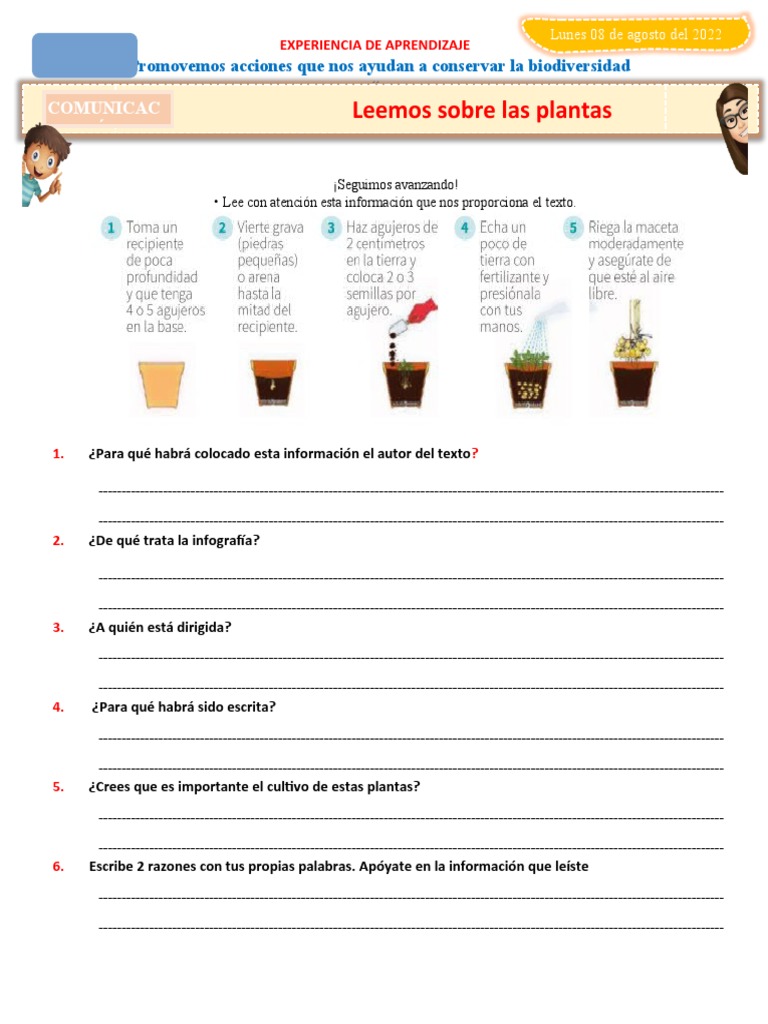 D1 A1 FICHA Leemos Sobre Las Plantas | PDF