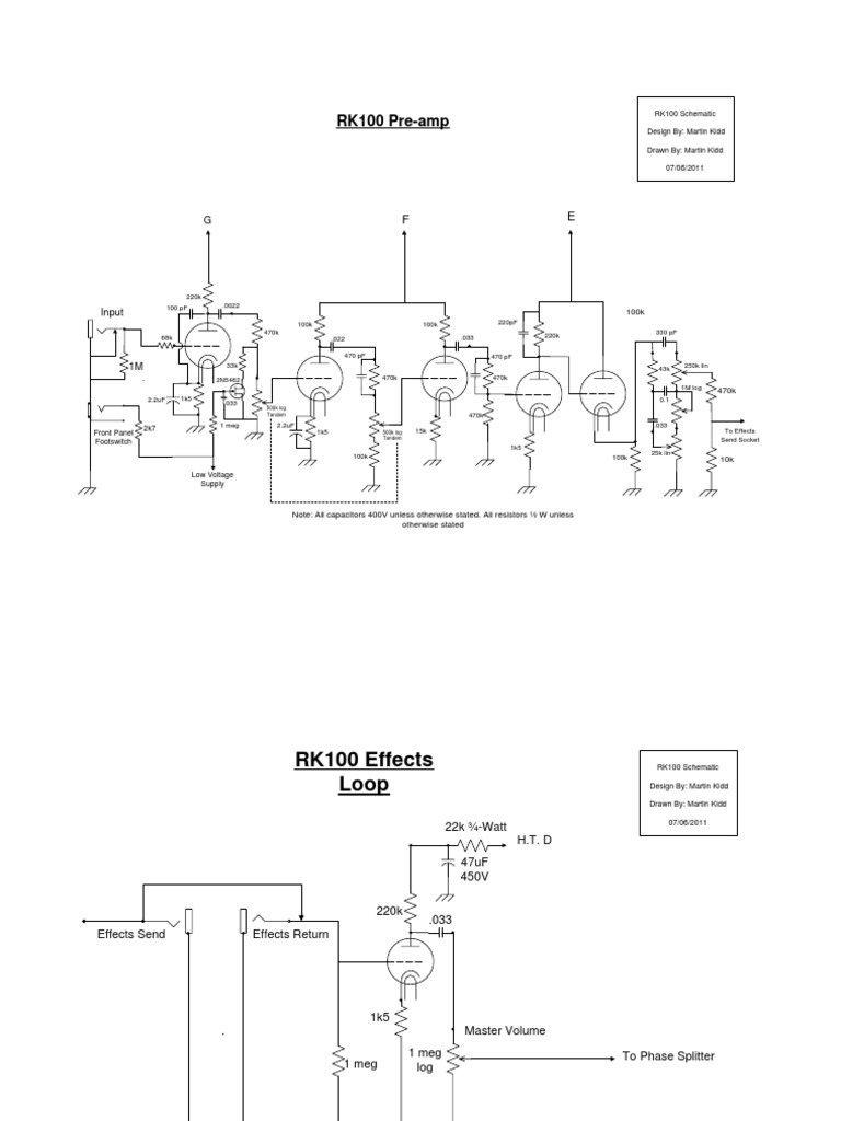 RK100 Pre-Amp: RK100 Schematic Design By: Martin Kidd Drawn By: Martin ...