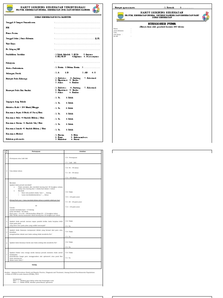 Formulir Skrining Kesehatan Terintegrasi | PDF