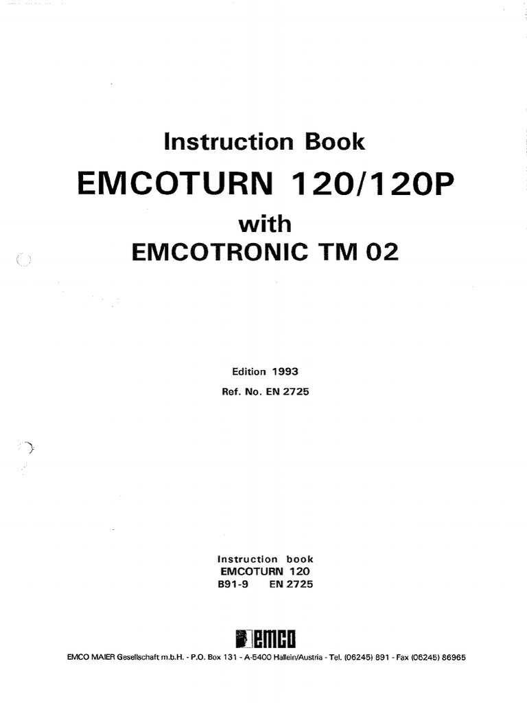 EmcoTurn 120 120P InstructionBook | PDF