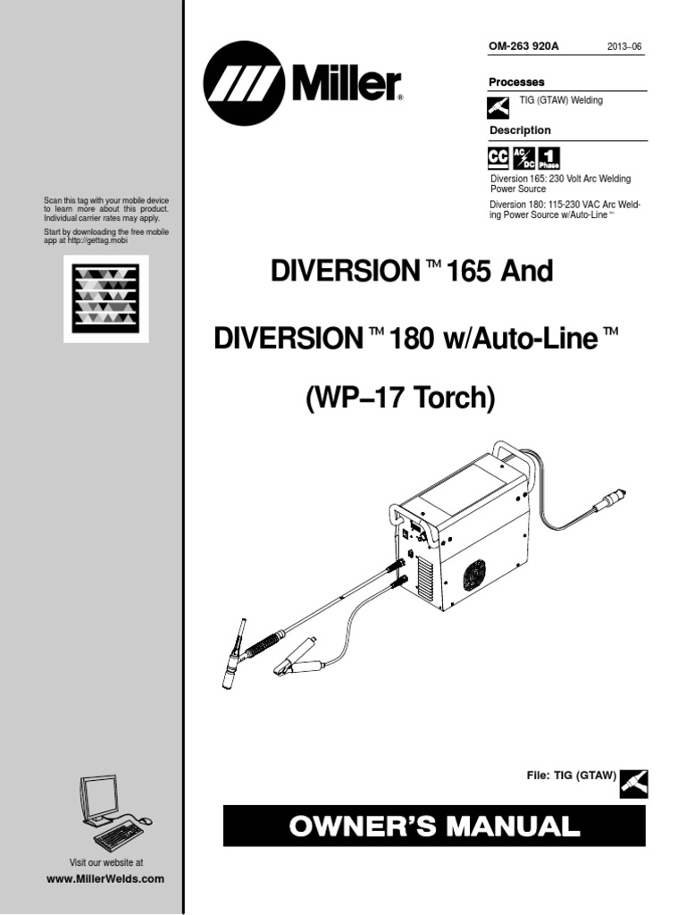 Miller Diversion 180 Owner's Manual | PDF | Welding | Construction