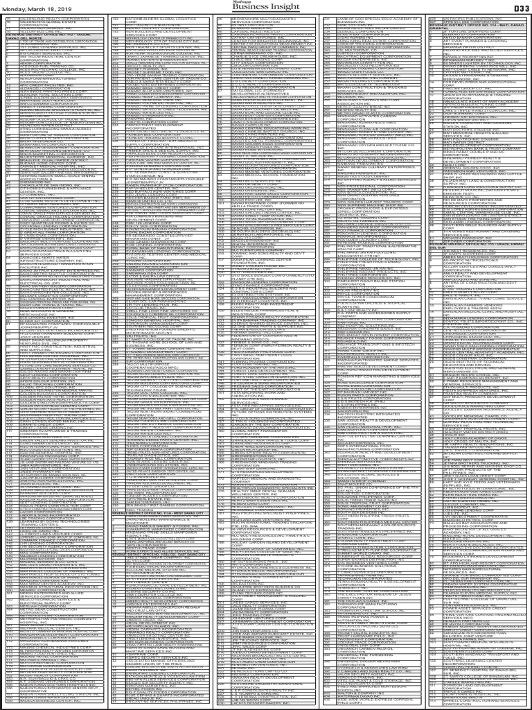 List of Top Withholding Agents For Inclusion Non-Individual P-33 | PDF ...
