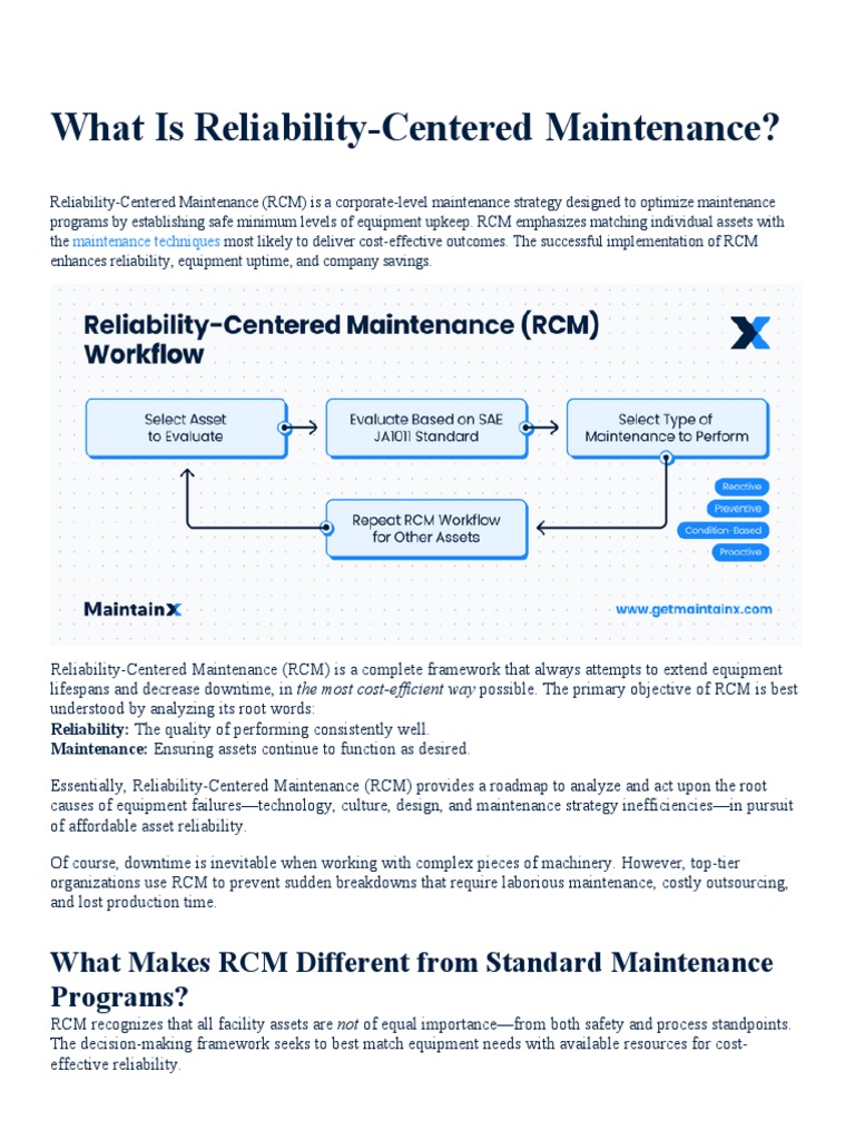 What Is Reliability - Centered Maintenance | PDF | Reliability ...
