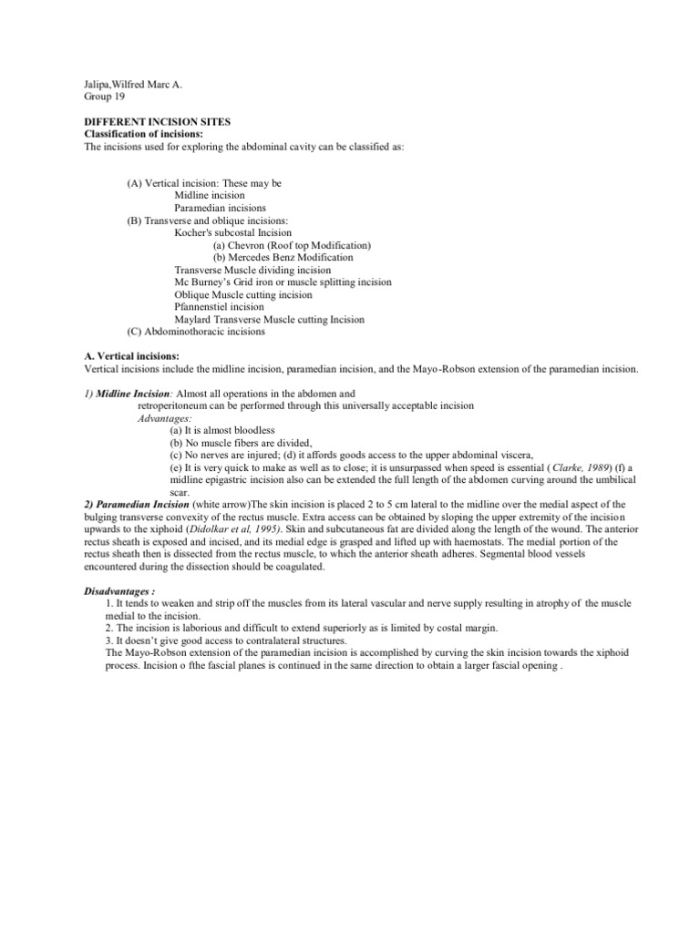 Incision Sites | PDF | Abdomen | Pelvis