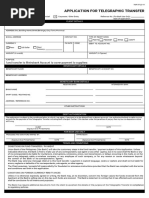 Telegraphic Transfer Application Form | PDF | Banks | Debit Card