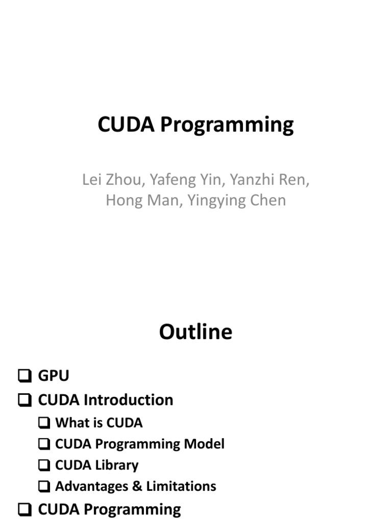 CUDA Programming: Lei Zhou, Yafeng Yin, Yanzhi Ren, Hong Man, Yingying Chen | PDF | Thread ...