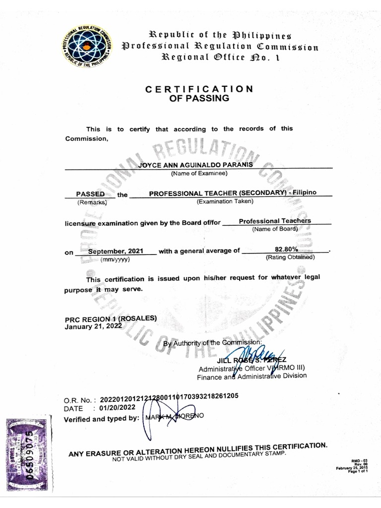 Board Passing Certificate | PDF