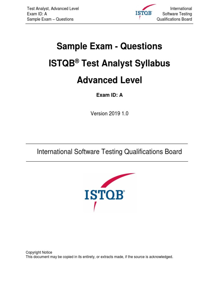 AL 2019 Sample Exam TA Questions | PDF | Software Testing | Credit Card