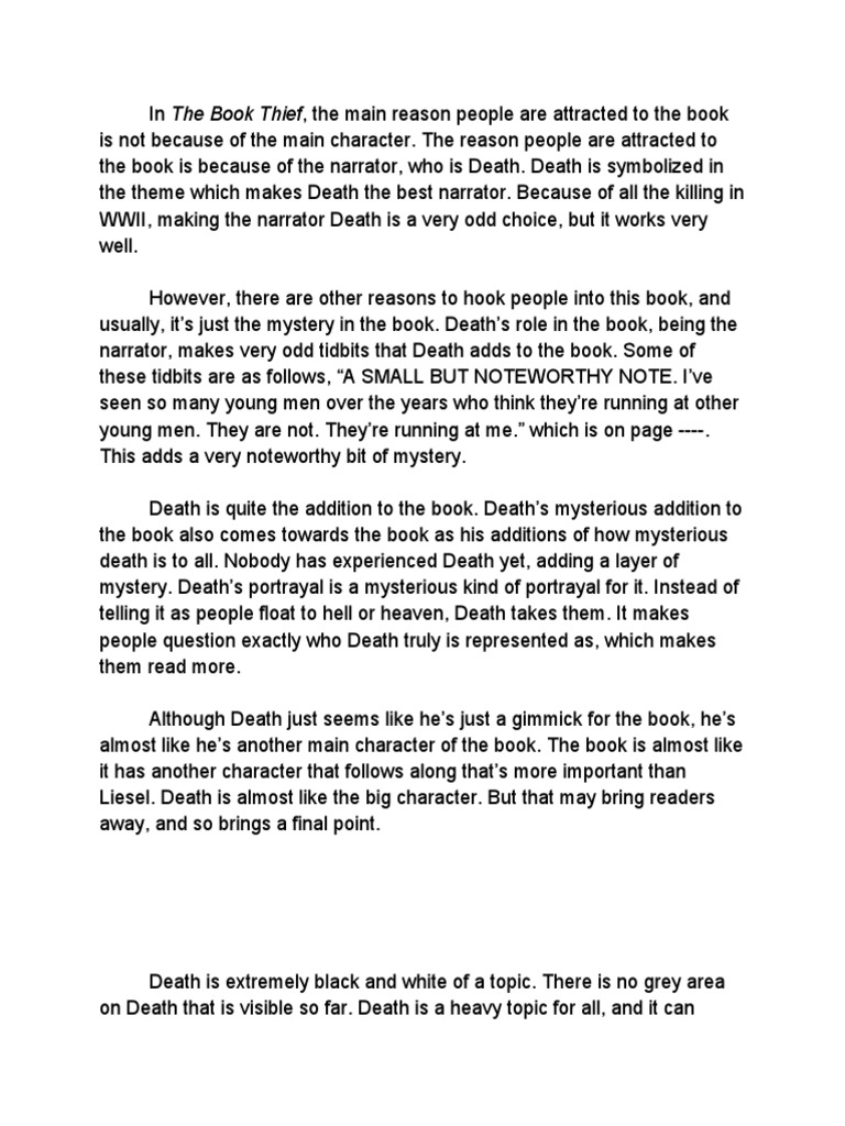The Book Thief Literacy Essay | PDF | Social Science | Mystery ...