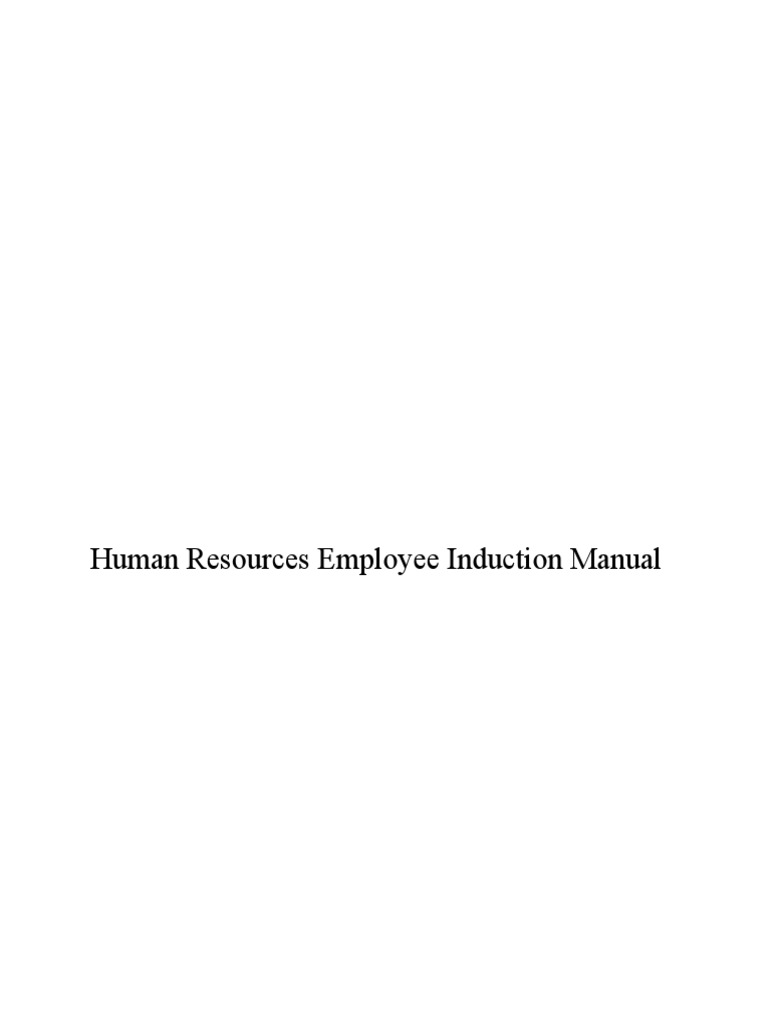 Human Resources Employee Induction Manual | PDF | Human Resource ...