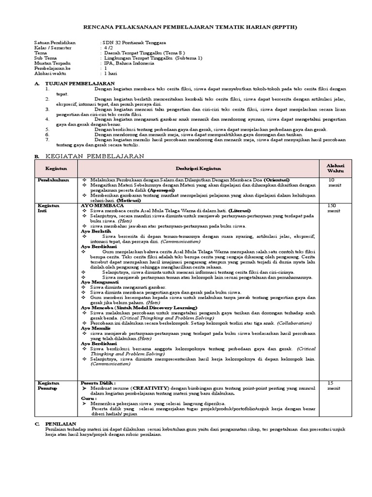 Kelas 4 Tema 8 Sub Tema 1 | PDF