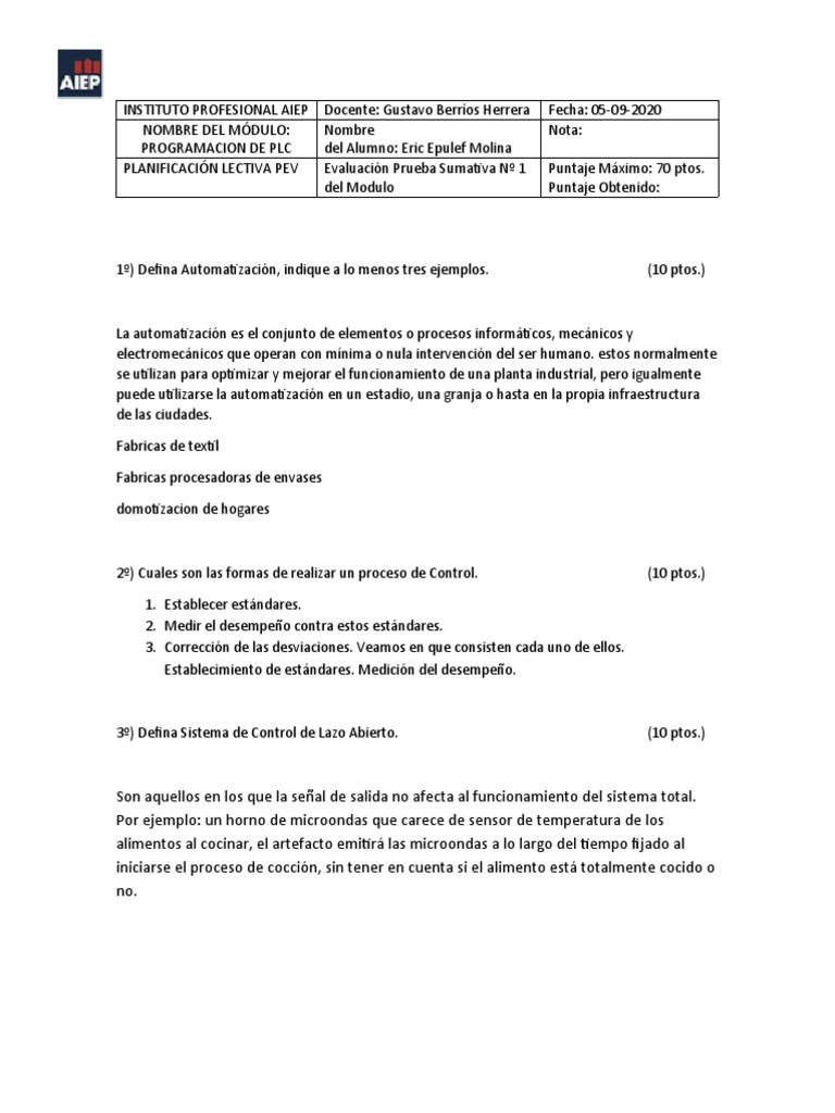 P1 PLC | PDF | Automatización | Controlador lógico programable