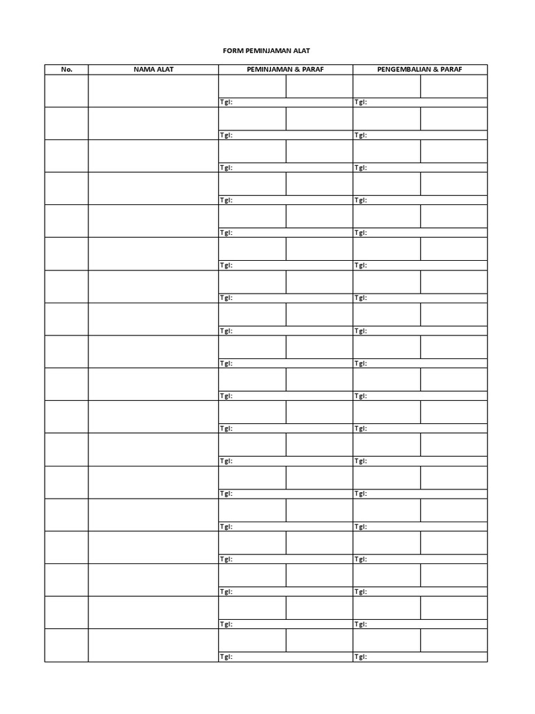 Form Peminjaman Alat | PDF