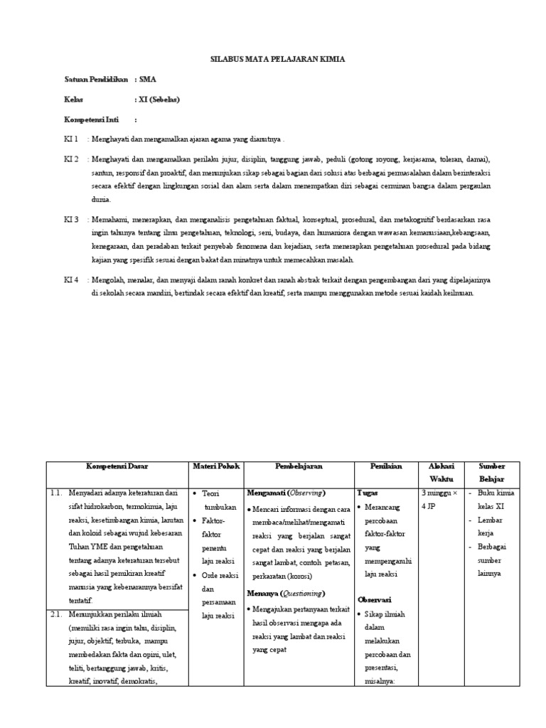 SILABUS KIMIA (LAJU REAKSI) - Astrika Sari Sinaga | PDF