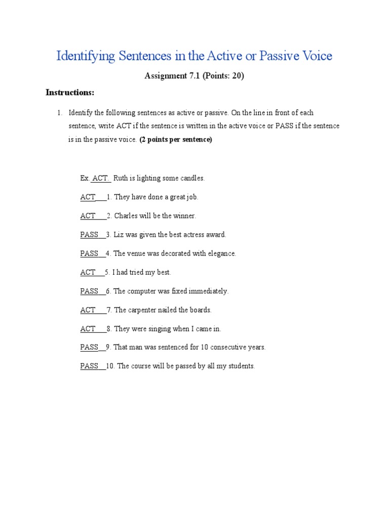 Identifying Active vs. Passive Voice | PDF