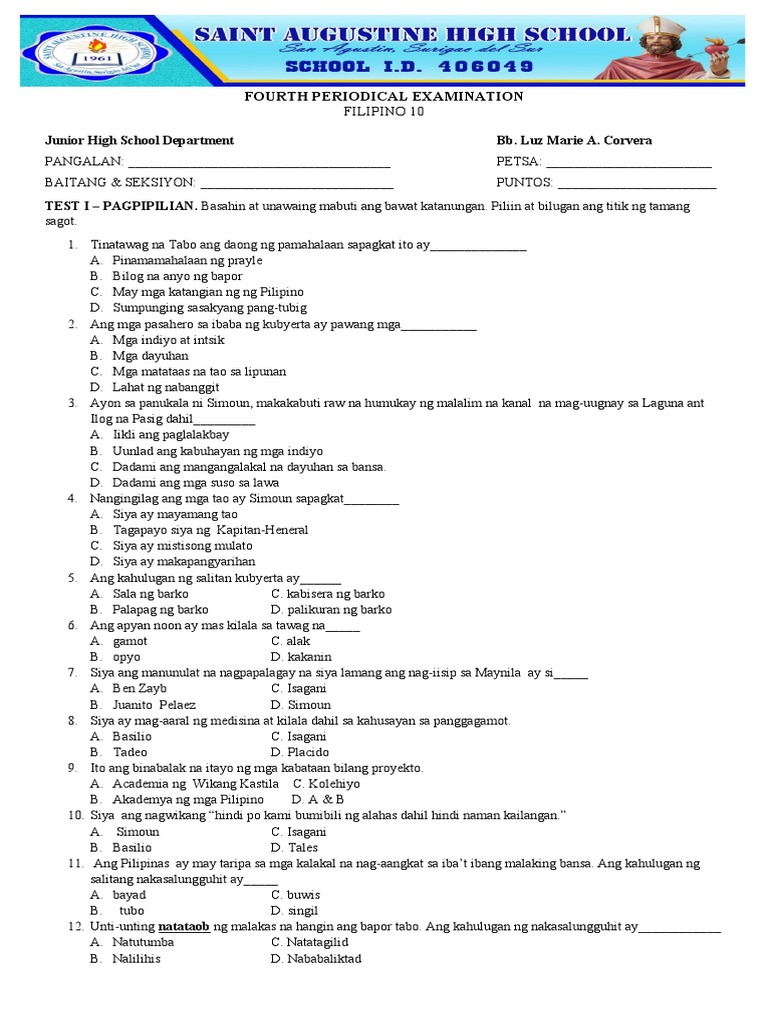 Fourth Periodical Fil 10 | PDF