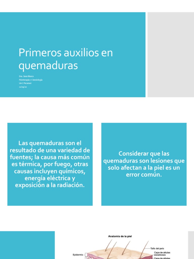 13 Primeros Auxilios en Quemaduras | PDF | Quemar | Piel