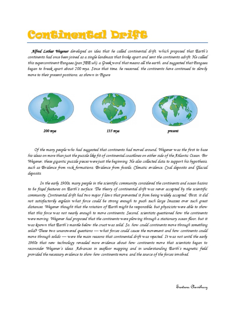 Continental Drift | PDF | Plate Tectonics | Mantle (Geology)