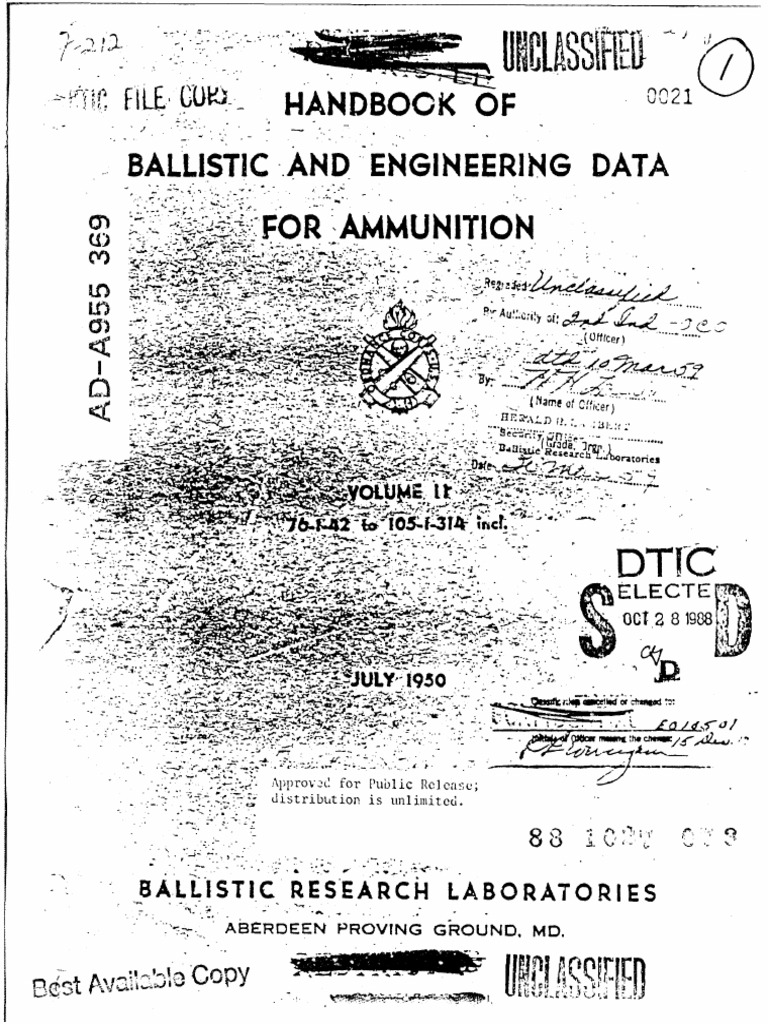 Handbook of Ballistic and Engineering Data For Ammunition, Vol 2 | PDF ...