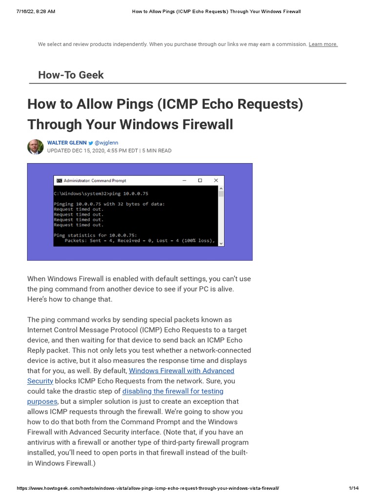 How To Allow Pings (ICMP Echo Requests) Through Your Windows Firewall ...