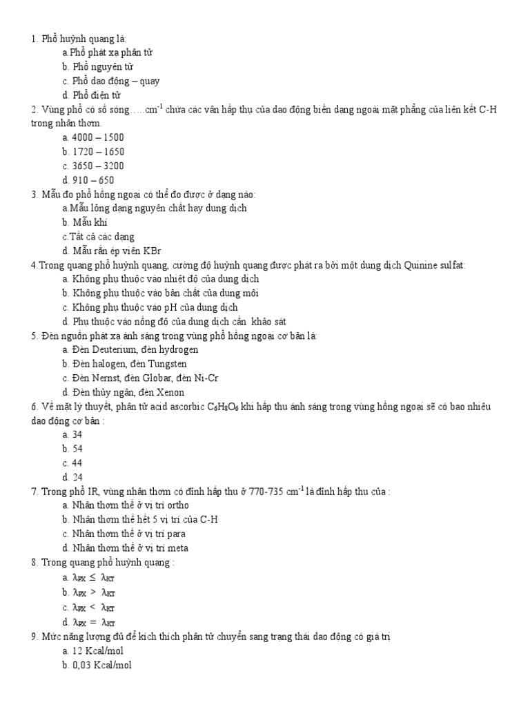 123doc de Thi Trac Nghiem Mon Hoa Phan Tich 2 Dai Hoc y Duoc TPHCM 1 | PDF