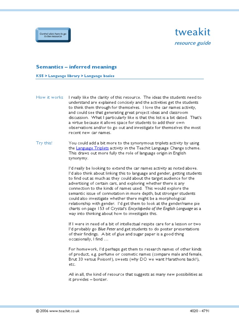 Semantics - Connotations and Denotations | PDF | Linguistics