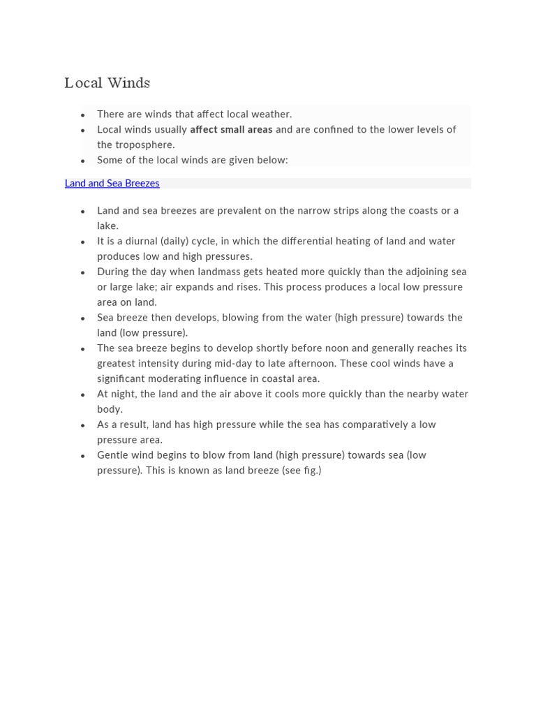 Local Winds: Land and Sea Breezes | PDF | Wound | Desert