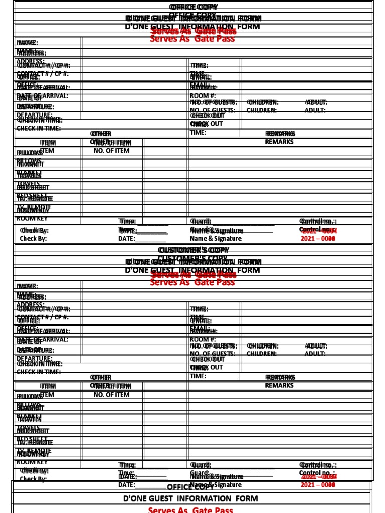 Guest Information Form | PDF