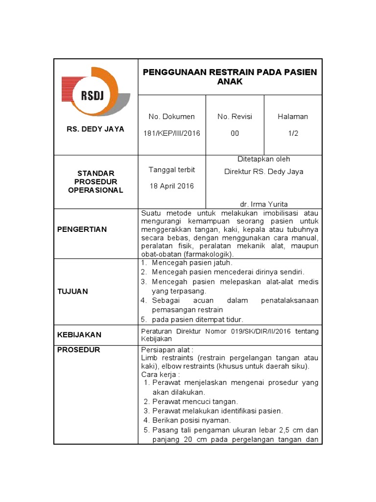 Penggunaan Restrain Pada Anak | PDF