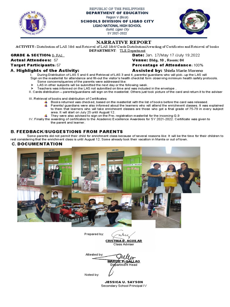 Distribution and Retrieval Card Distribution Narrative LAS 34 May ...